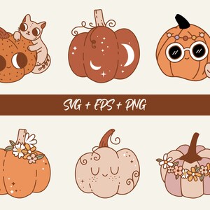 Groovy Pumpkin PNG Bundle, Retro Fall PNG, Vintage Pumpkins Sublimation ...