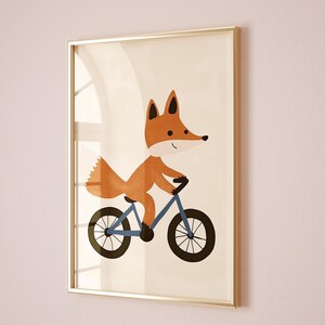 Fox on Bicycle Print, Nursery Animal Wall Art, Kids Room Decor ...
