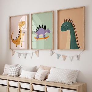 Dinosaur Nursery Prints Bundle, Kids Room Decor, Baby Dinosaur Wall Art ...