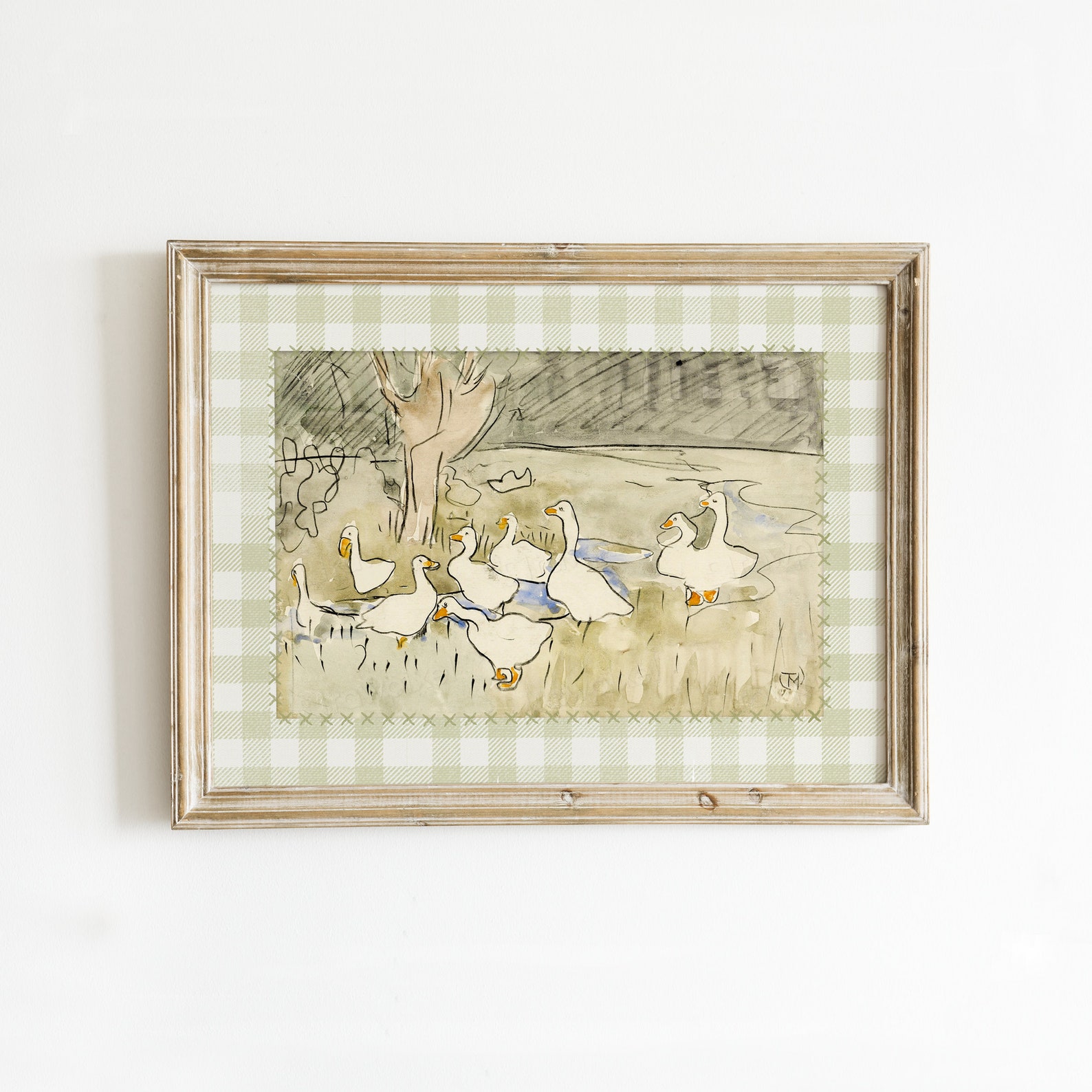 Vintage Duck Nursery Art Farmhouse Decor Abstract Watercolor Print ...