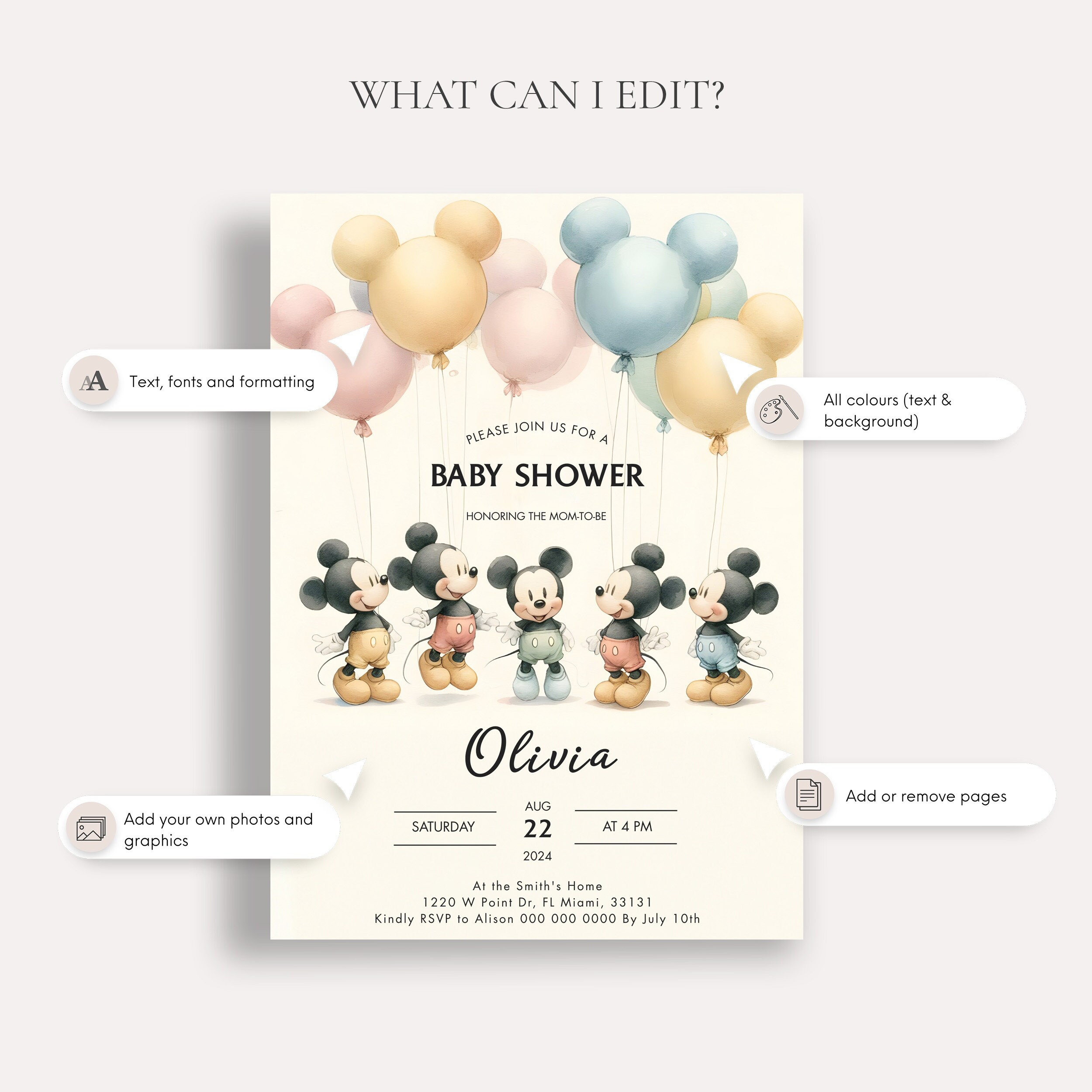 Mickey Mouse Baby Shower Invitación Género Neutral Baby Shower Boy ...