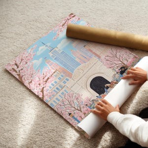 New York Spring Wall Art, Central Park Cherry Blossom Print, Empire ...