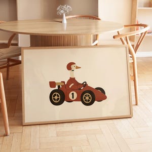 Duck Race Car Wall Art Print Digital Download Kids Room Decor Animal ...