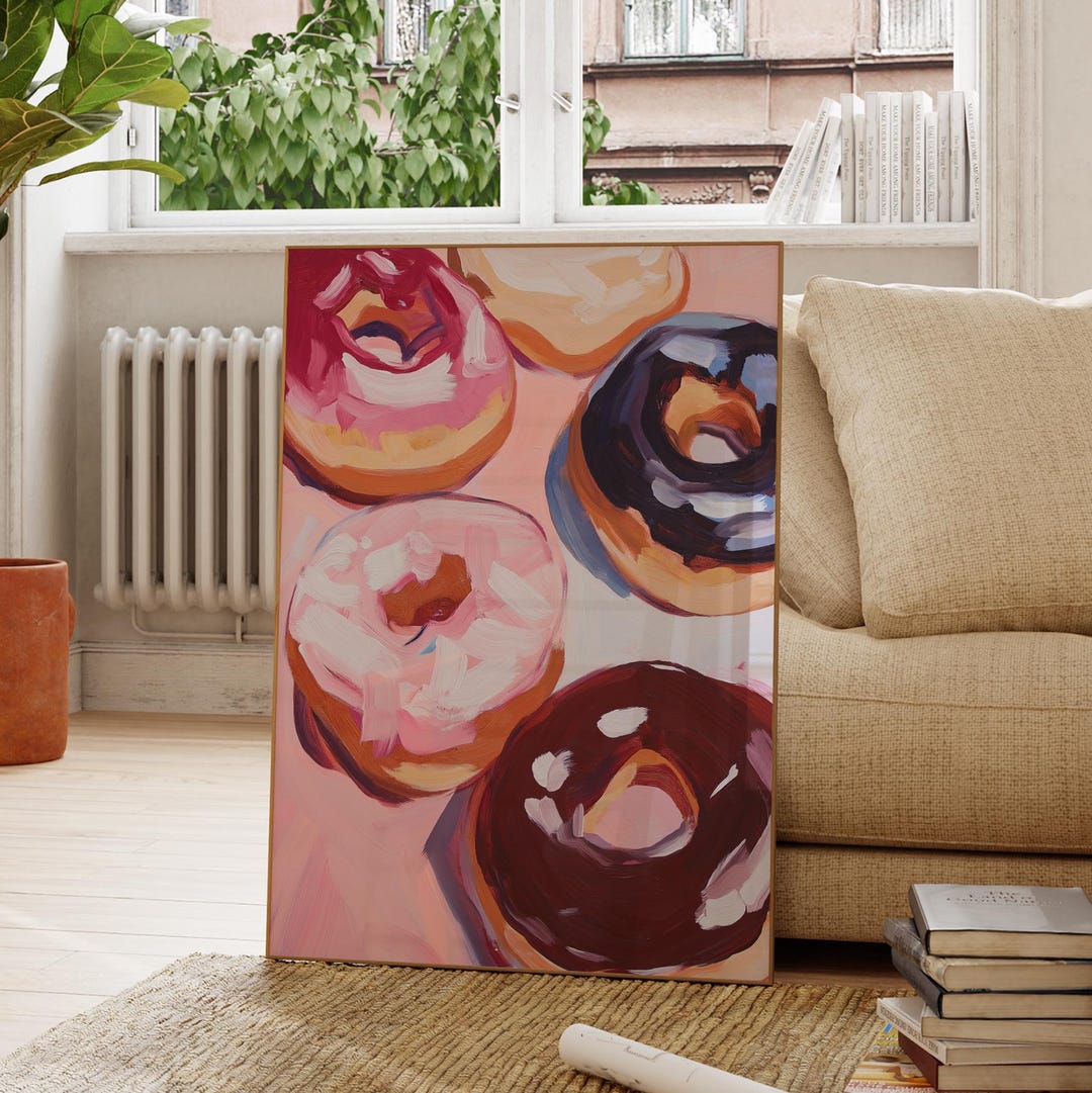 Colorful Donut Wall Art, Preppy Bakery Poster, Maximalist Kitchen Decor ...