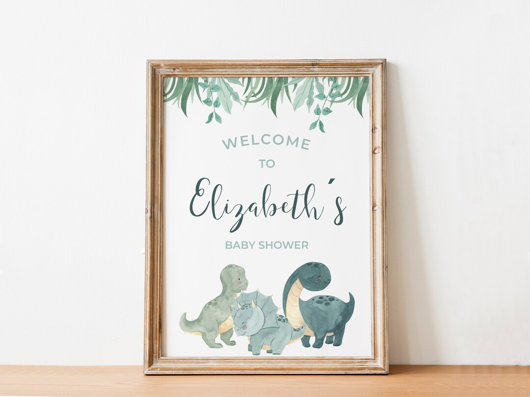 Dinosaur Theme Baby Shower Welcome Sign, Baby Shower Welcome Sign ...
