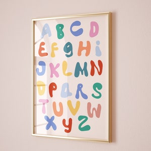 Colorful Alphabet Print - Educational Kids Wall Art - ABC Poster for ...