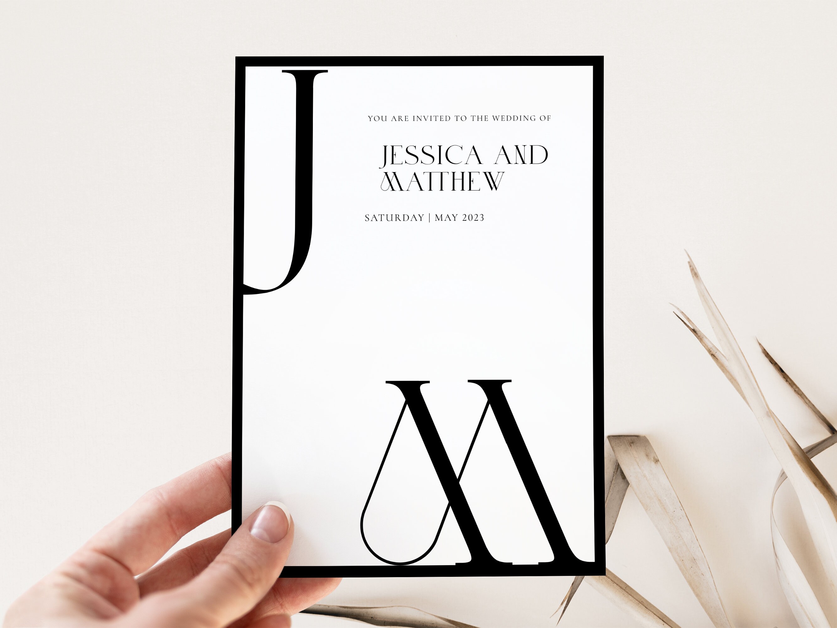 Black Wedding Invitation Double Sided Wedding Invite Black - Etsy