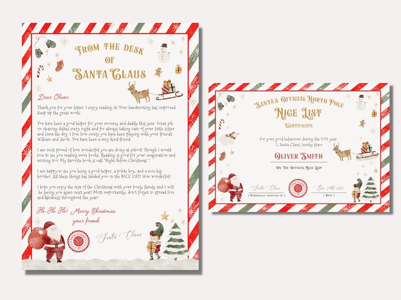 Letter From Santa Printable Letter to Santa Template Instant - Etsy