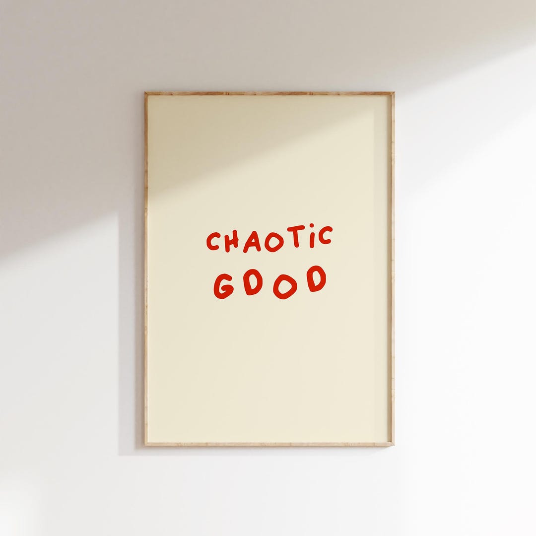 Chaotic Good Print | Red Typography Art | Personality Type Quote ...
