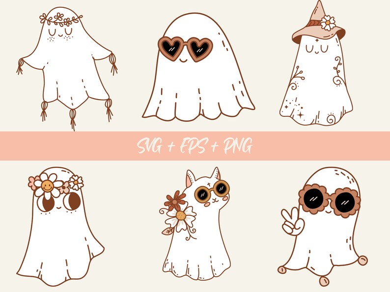 Retro Groovy Ghouls SVG Bundle Halloween Ghosts PNG Bundle - Etsy