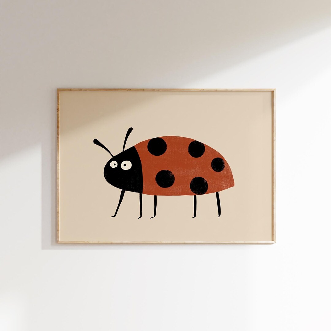 Ladybug Wall Art Print, Nursery Insect Decor, Kids Room Digital ...