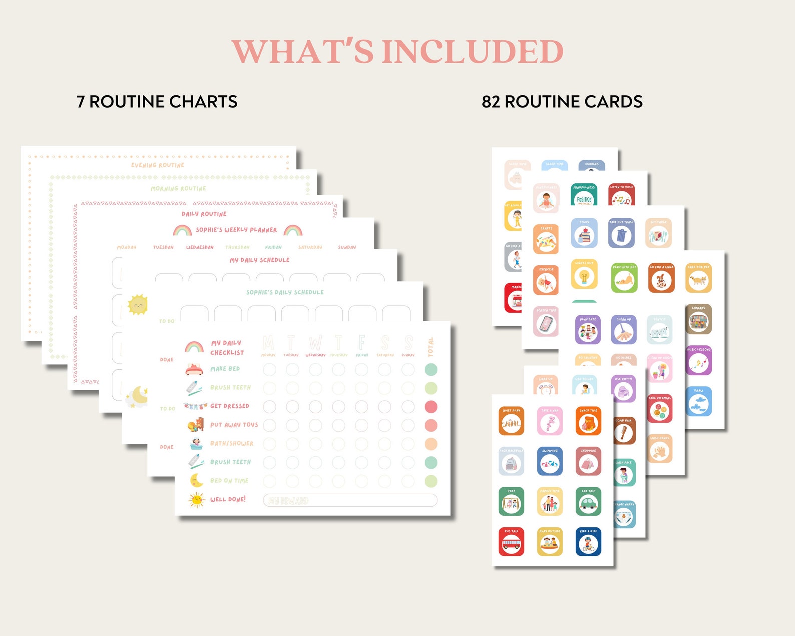 Editable Routine Cards Kids Dailty Routine Cards Toddler Routine Chart ...