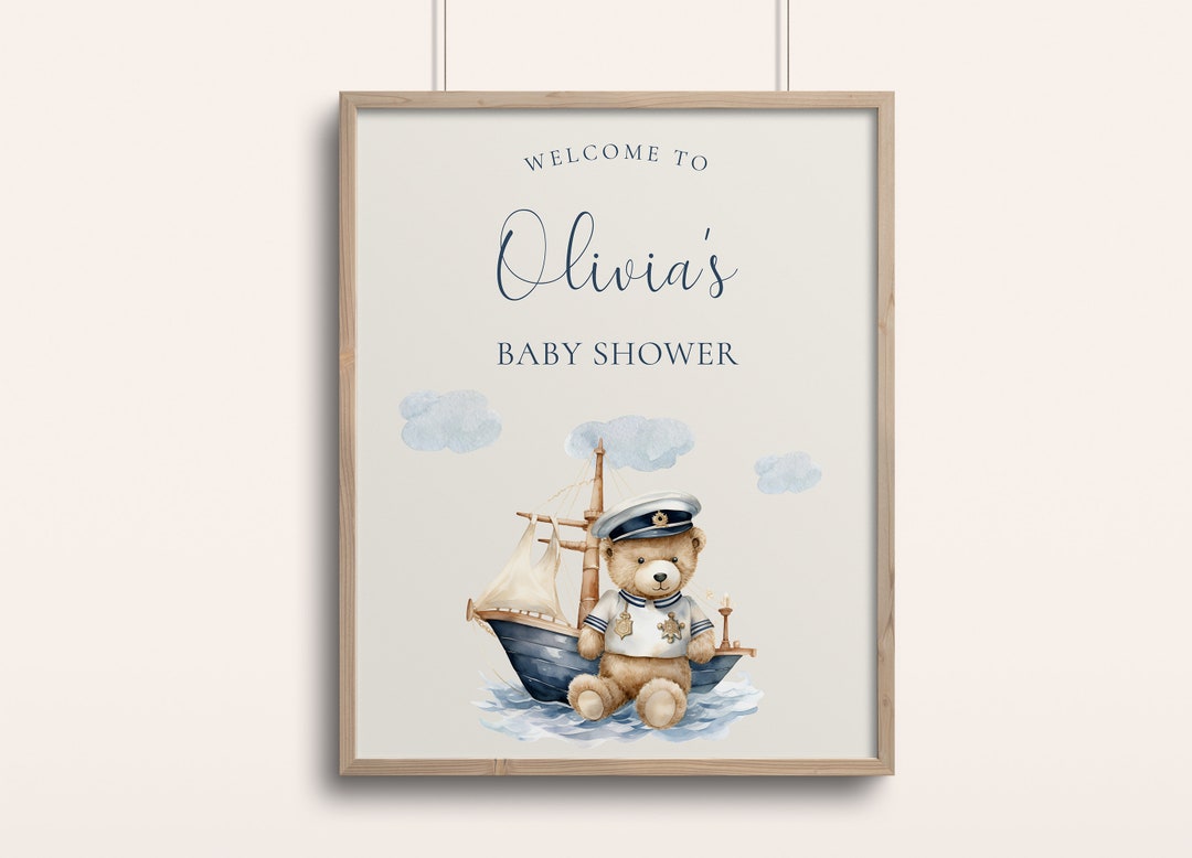 Nautical Theme Baby Shower Welcome Sign, Baby Shower Welcome Sign ...