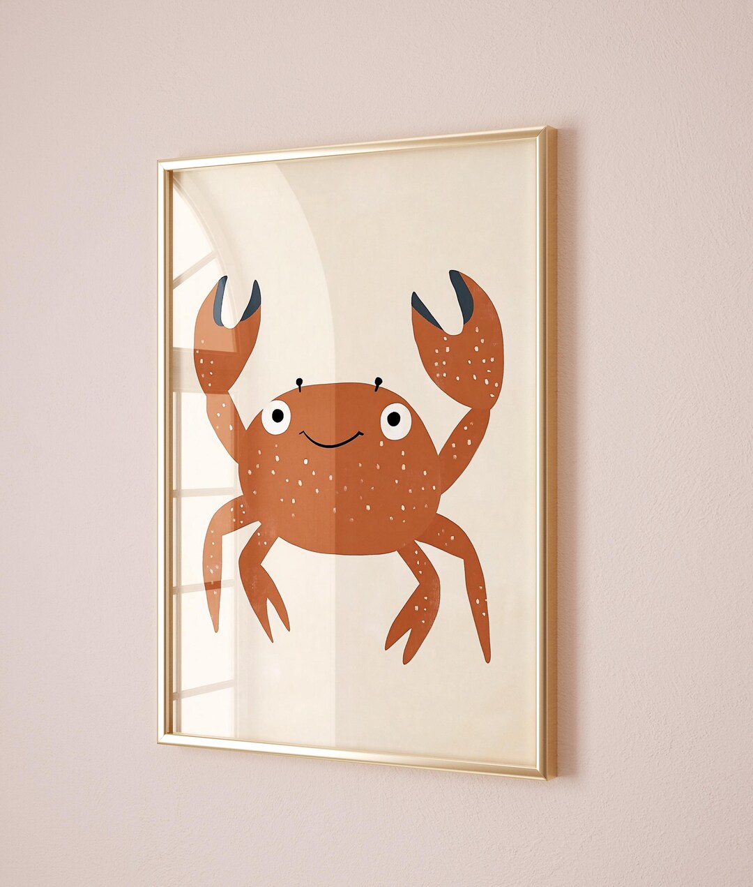 Happy Crab Print | Ocean Nursery Wall Art | Beach Theme Kids Room Decor ...