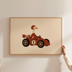 Duck Race Car Wall Art Print Digital Download Kids Room Decor Animal ...