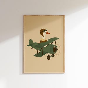 Duck Vintage Biplane Wall Art Print Digital Download Kids Room Decor ...