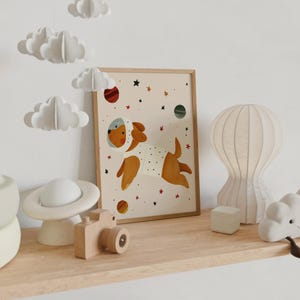 Space Dog Wall Art, Astronaut Puppy Print, Kids Room Decor, Modern ...
