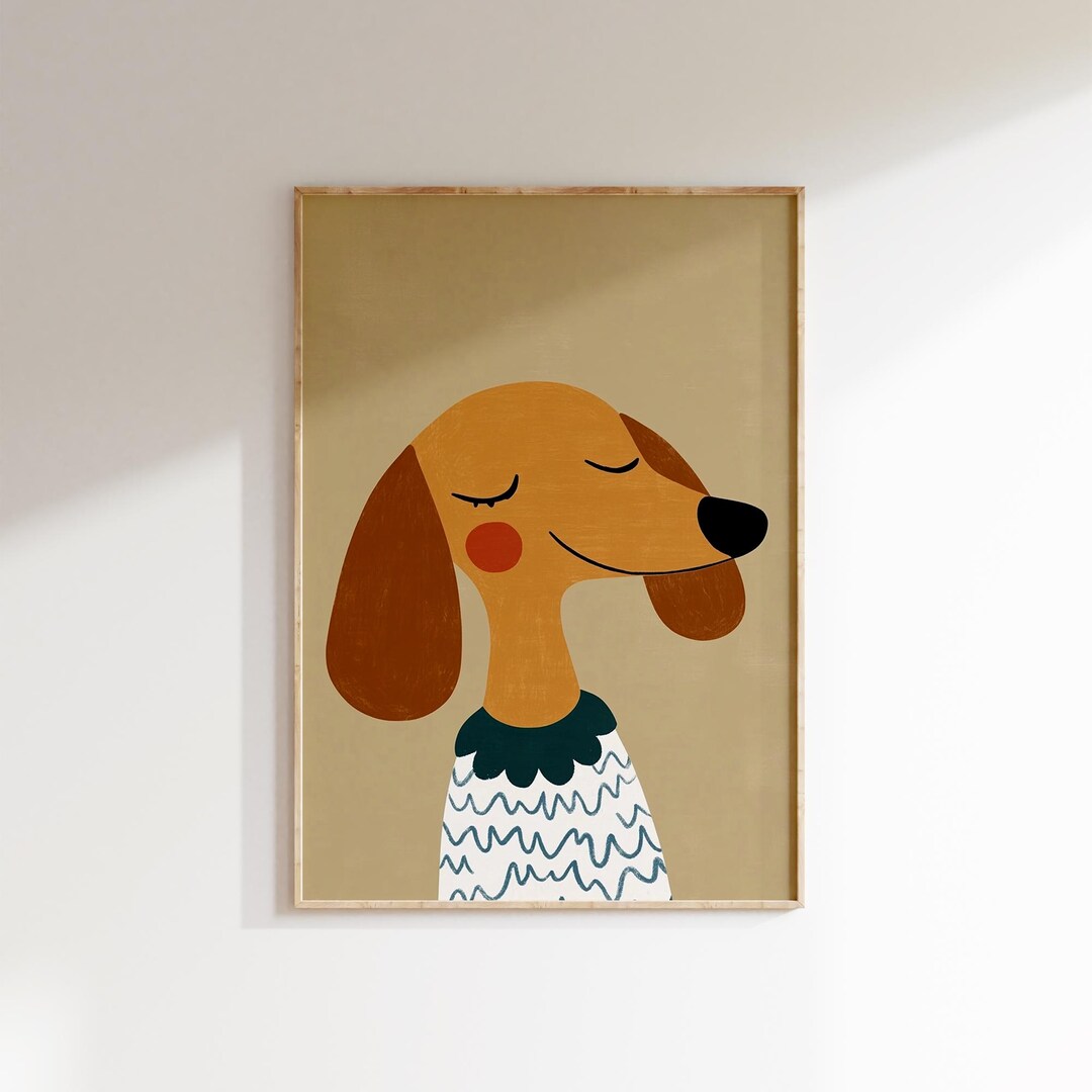 Minimalist Dog Wall Art, Playful Puppy Poster, Nursery Animal Print ...