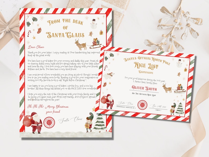 Letter From Santa Printable Letter to Santa Template Instant - Etsy