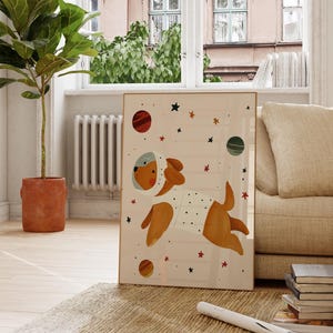 Space Dog Wall Art, Astronaut Puppy Print, Kids Room Decor, Modern ...