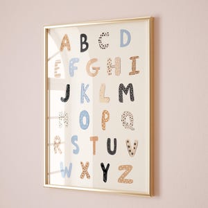 Alphabet Print Nursery Wall Art, Modern Educational Kids Room Decor ...