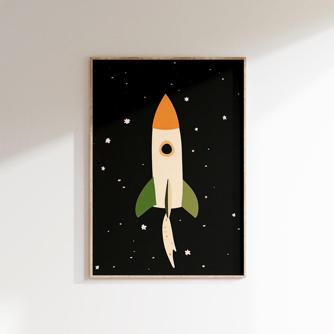 Rocket Ship Print, Space Nursery Wall Art, Kids Room Decor, Digital ...
