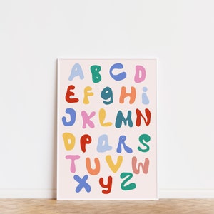 Colorful Alphabet Print - Educational Kids Wall Art - ABC Poster for ...