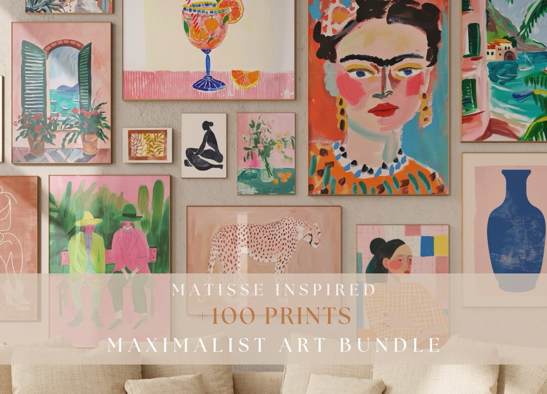 Bundle of 100 Colorful Abstract Prints | Maximalist Matisse Inspired ...