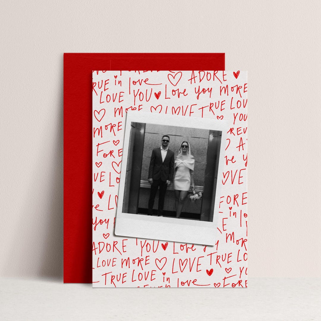 Custom Valentines Day Card With Photo, Handwritten Love Design, Digital ...
