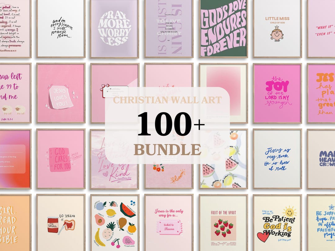 Set of 100 Christian Wall Art, Modern Bible Verse Wall Art, Digital ...