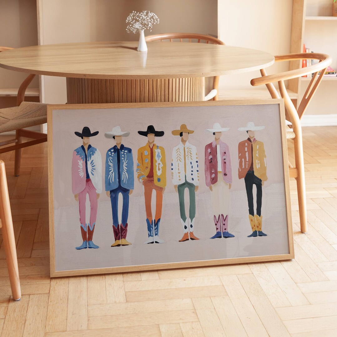 Western Style Art Print, Digital Download Cowboy Poster, Colorful ...