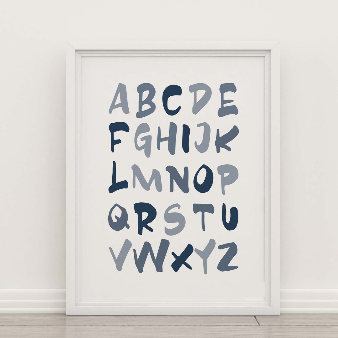 Navy Blue Educational Poster, Alphabet Poster, Educational Print ...