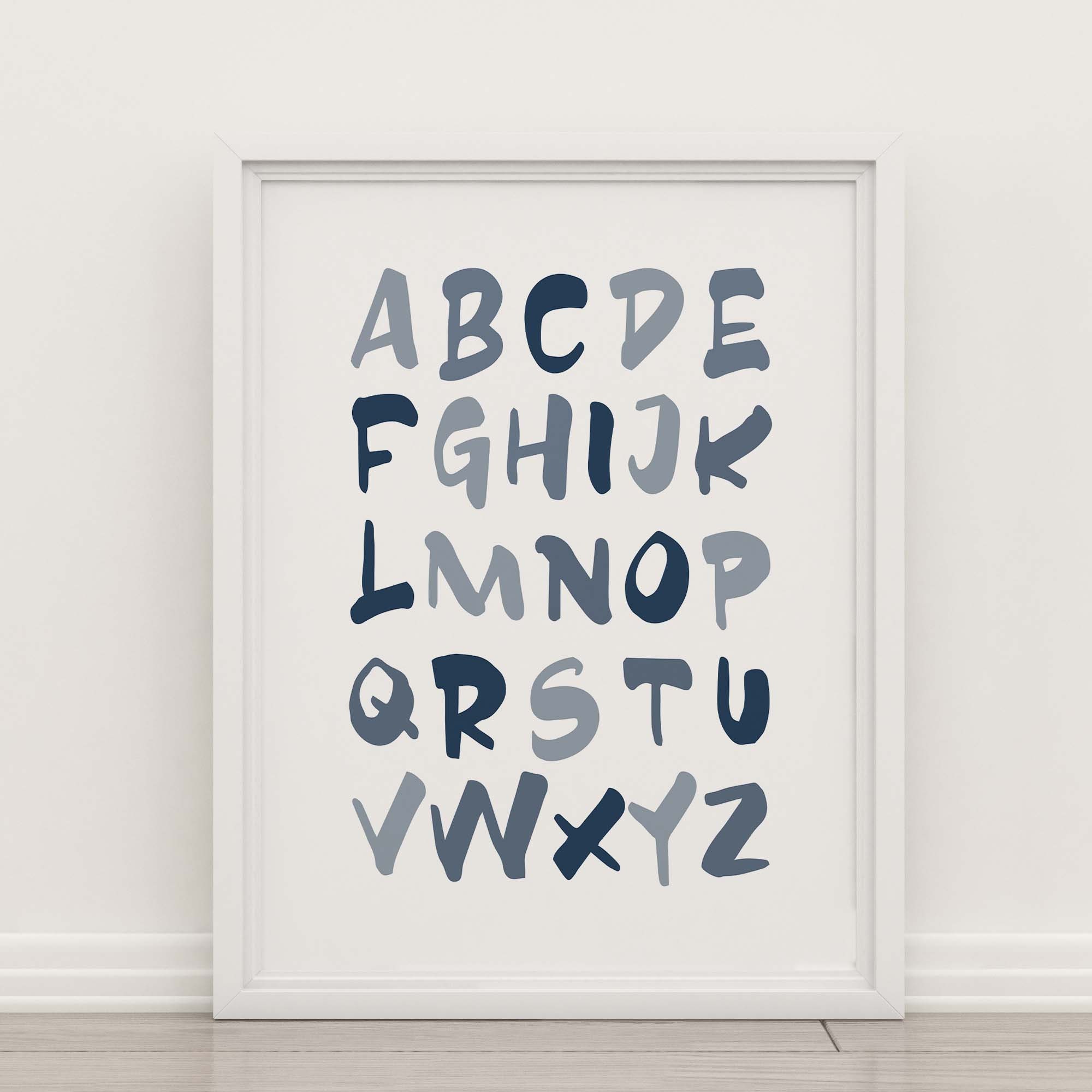 Navy Blue Educational Poster, Alphabet Poster, Educational Print ...