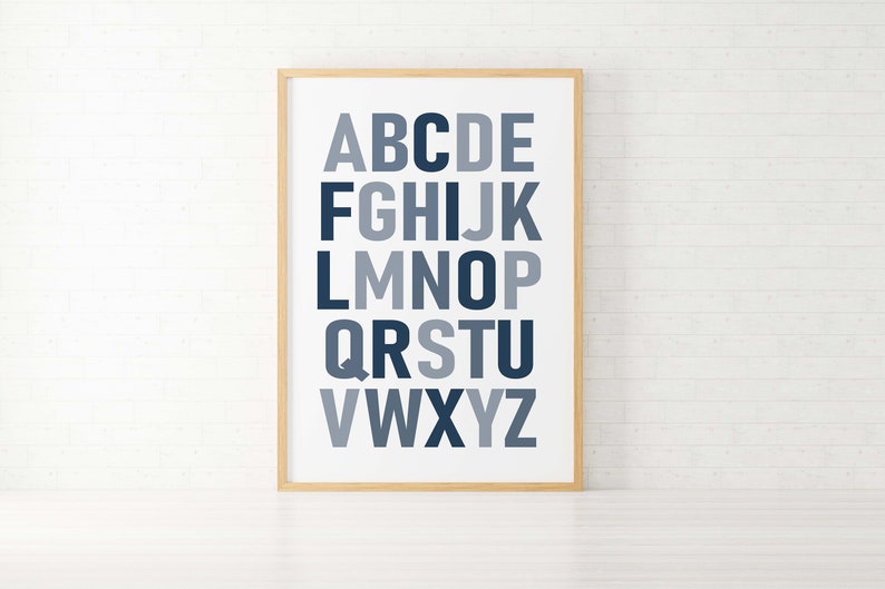Navy Blue Alphabet Poster, Educational ABC Poster, Printable Alphabet ...