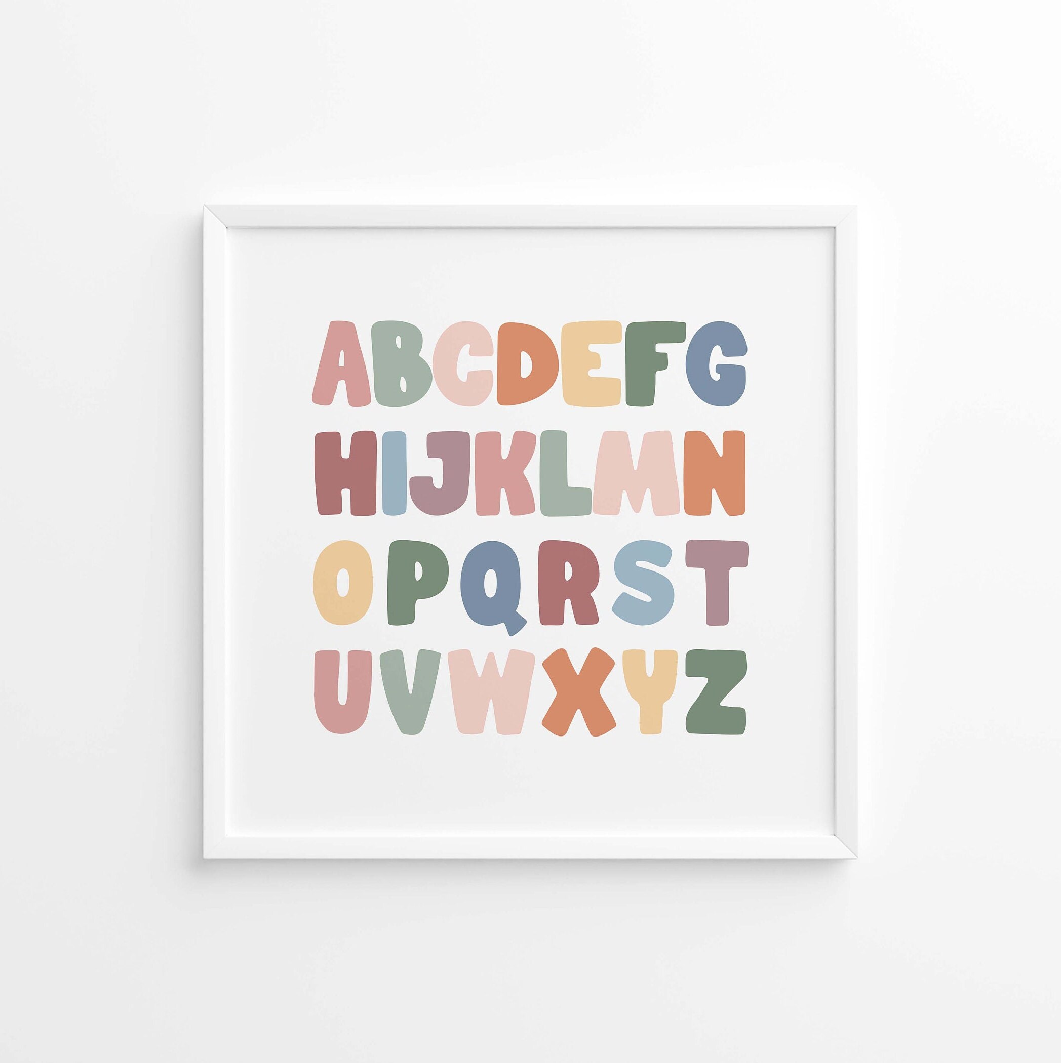 Neutral Alphabet Poster, Alphabet Print, Rainbow ABC, Printable ...