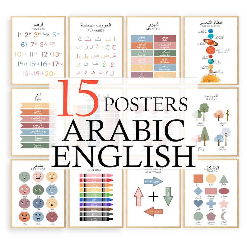 15 Bilingual Arabic & English Educational Posters | Bilingual Learning ...