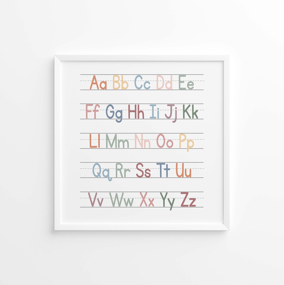Neutral Alphabet Poster, Alphabet Print, Rainbow ABC, Printable ...