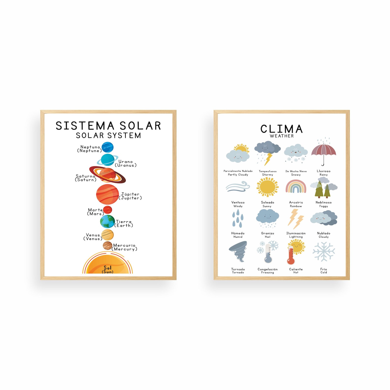 15 Bilingual Spanish-english Educational Posters | Montessori Learning ...