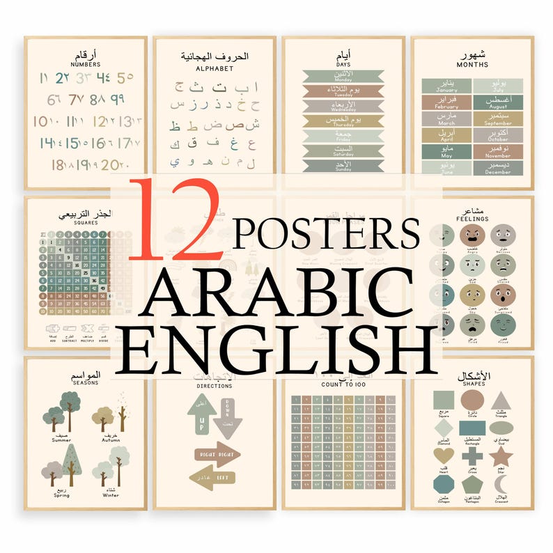 Arabic-english Educational Posters | Printable Kids Learning ...