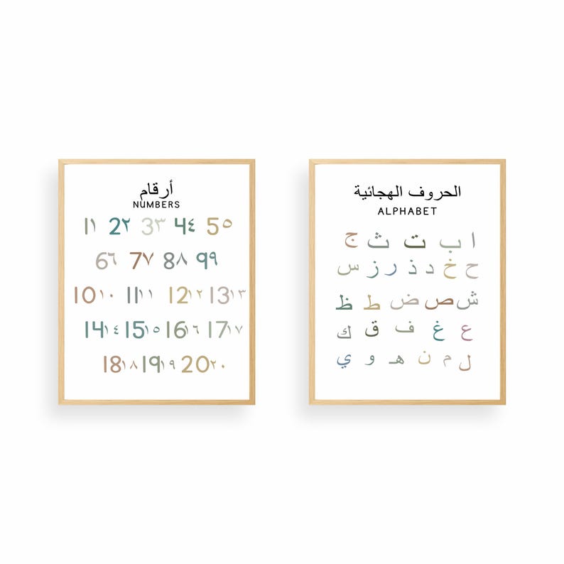 12 Arabic English Educational Posters | Bilingual Learning Charts for ...