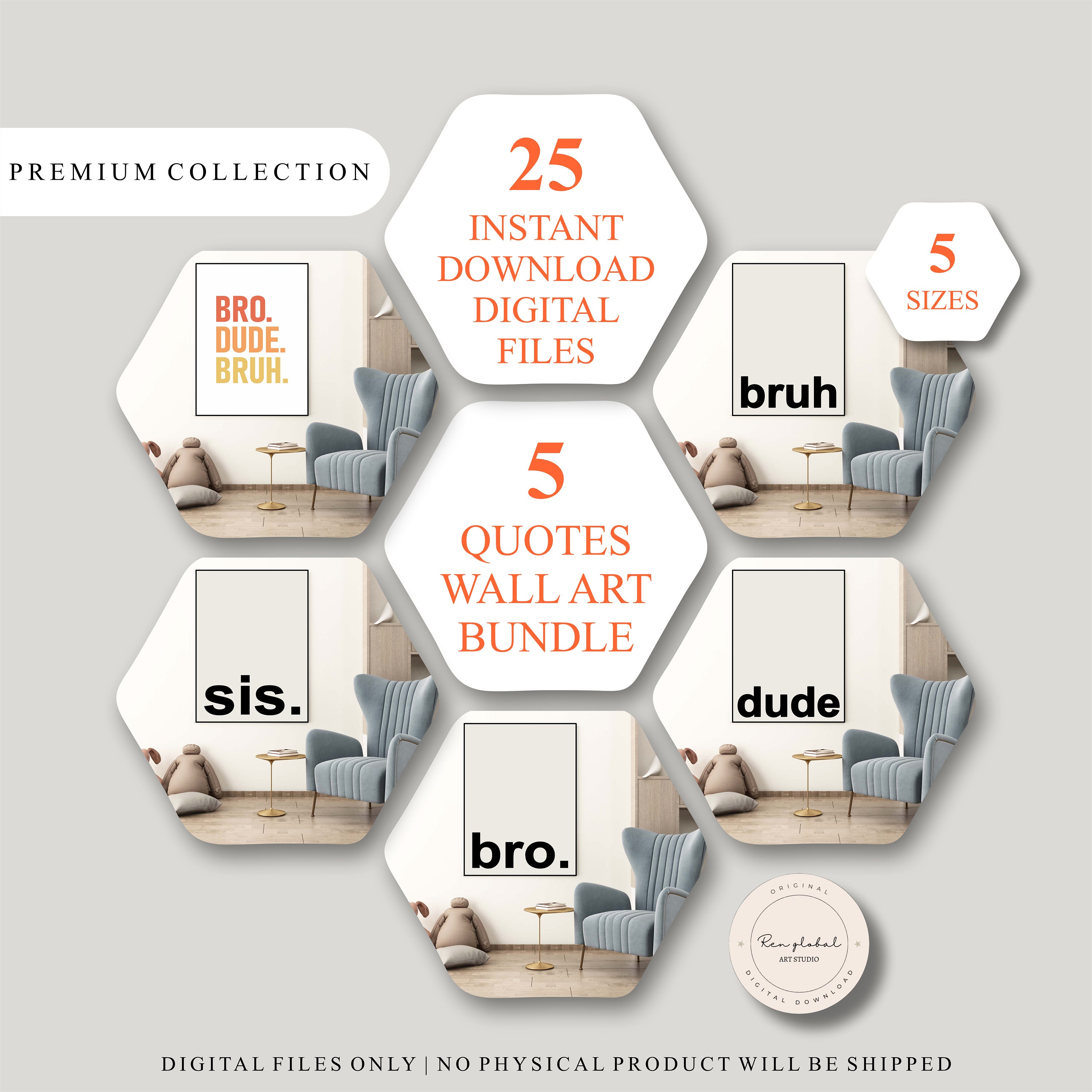 5 Printable Quotes Bundle, Premium Bundle, Printable Wall Art, Digital ...