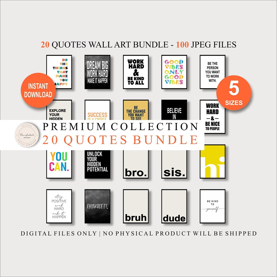 20 Printable Quotes Bundle, Premium Bundle, Printable Wall Art, Digital ...
