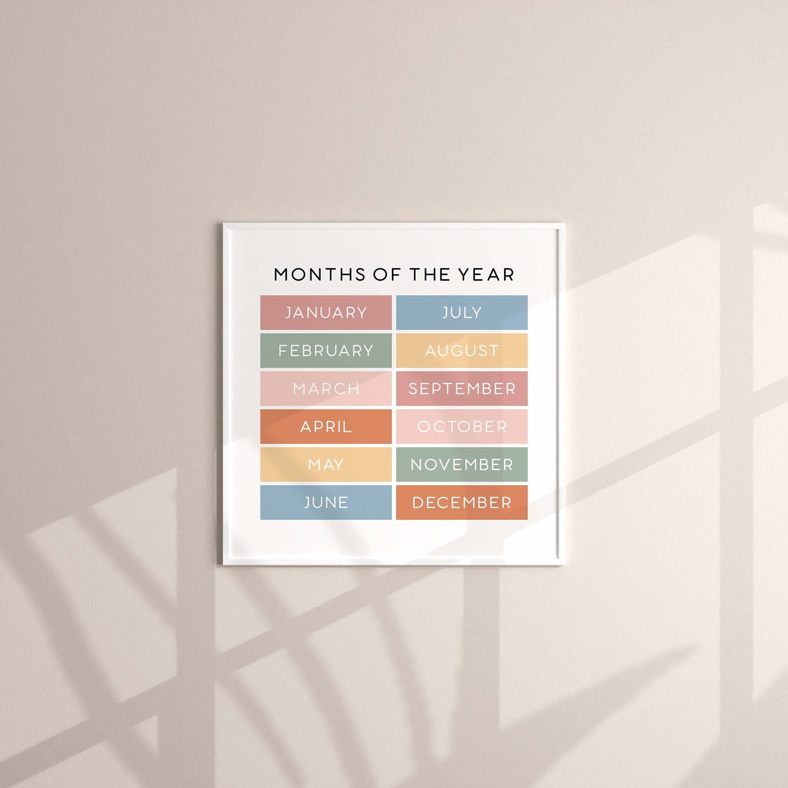 Months of the Year, Educational Printable Wall Art, Classroom Decor ...