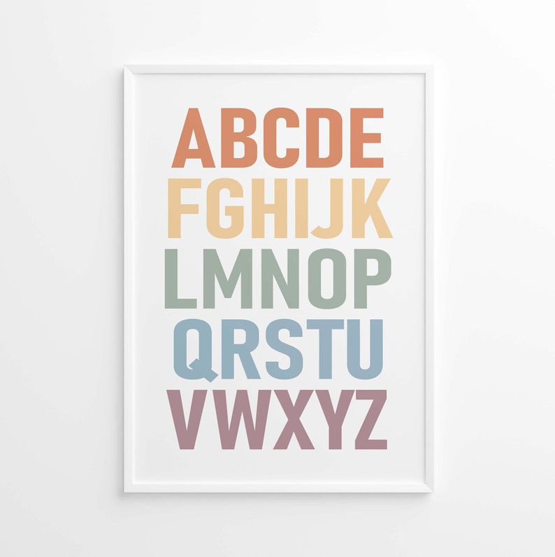 Rainbow Alphabet Poster, Playroom Prints, Educational Posters, ABC ...
