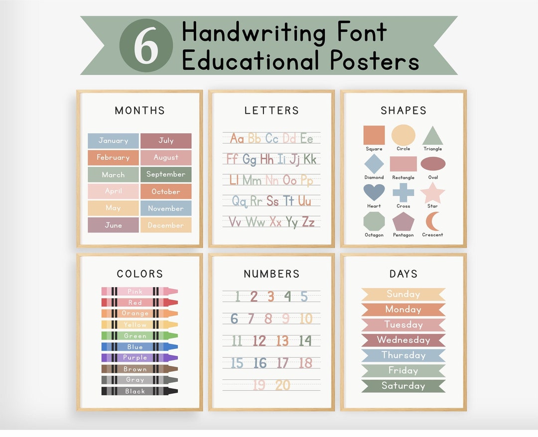 Educational Posters, 6 Homeschool Prints, Montessori Classroom Decor ...