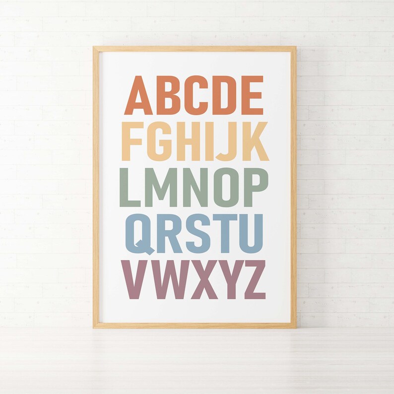 Rainbow Alphabet Poster, Playroom Prints, Educational Posters, ABC ...