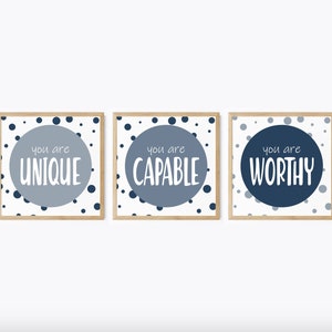 Navy Blue Affirmation Prints for Kids, Classroom Printables, Nursery ...