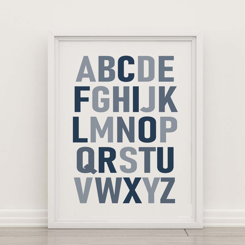 Navy Blue Alphabet Poster, Educational ABC Poster, Printable Alphabet ...