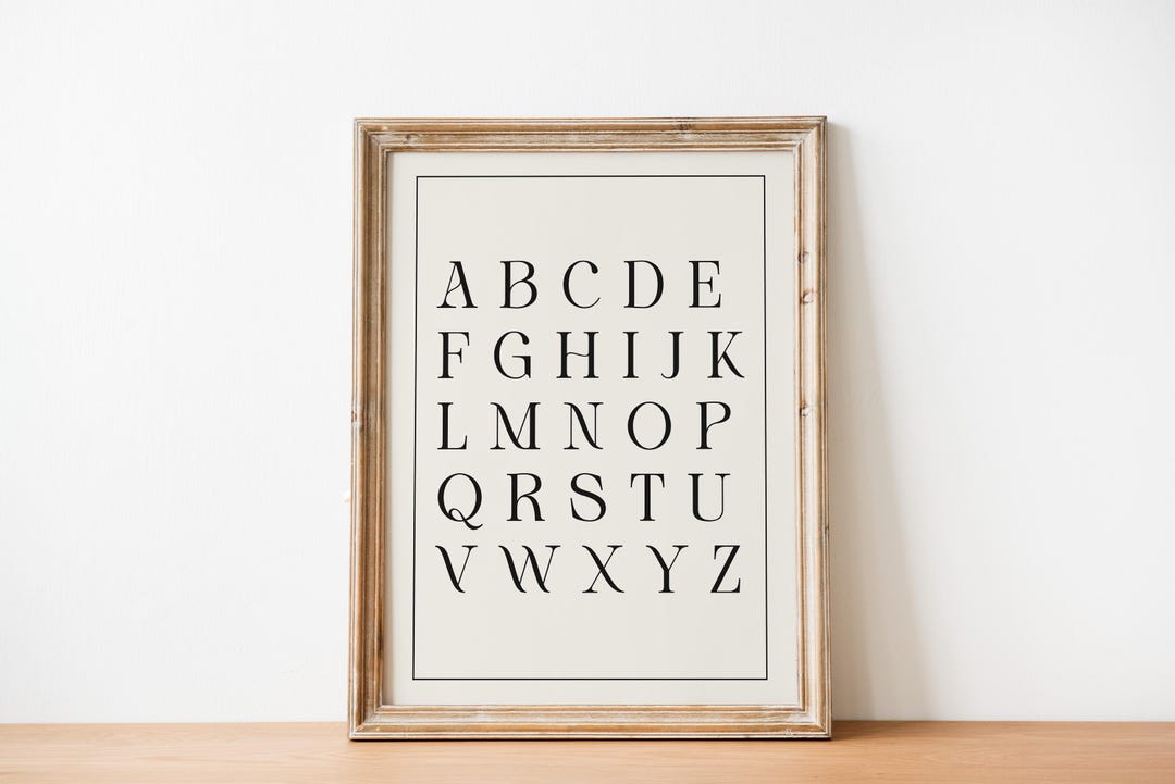 Minimalist Vintage Alphabet Poster | Elegant A-Z Typography Wall Art ...