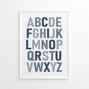Navy Blue Alphabet Poster, Educational ABC Poster, Printable Alphabet ...